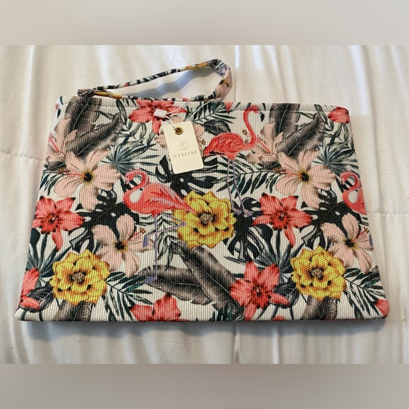 styline | Bags | Styline Flamingo Tropical Pouch Wristlet With Handle ...